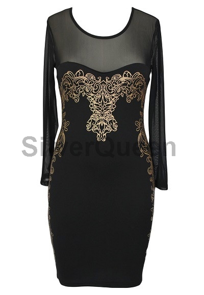 Sort festkjole med guld